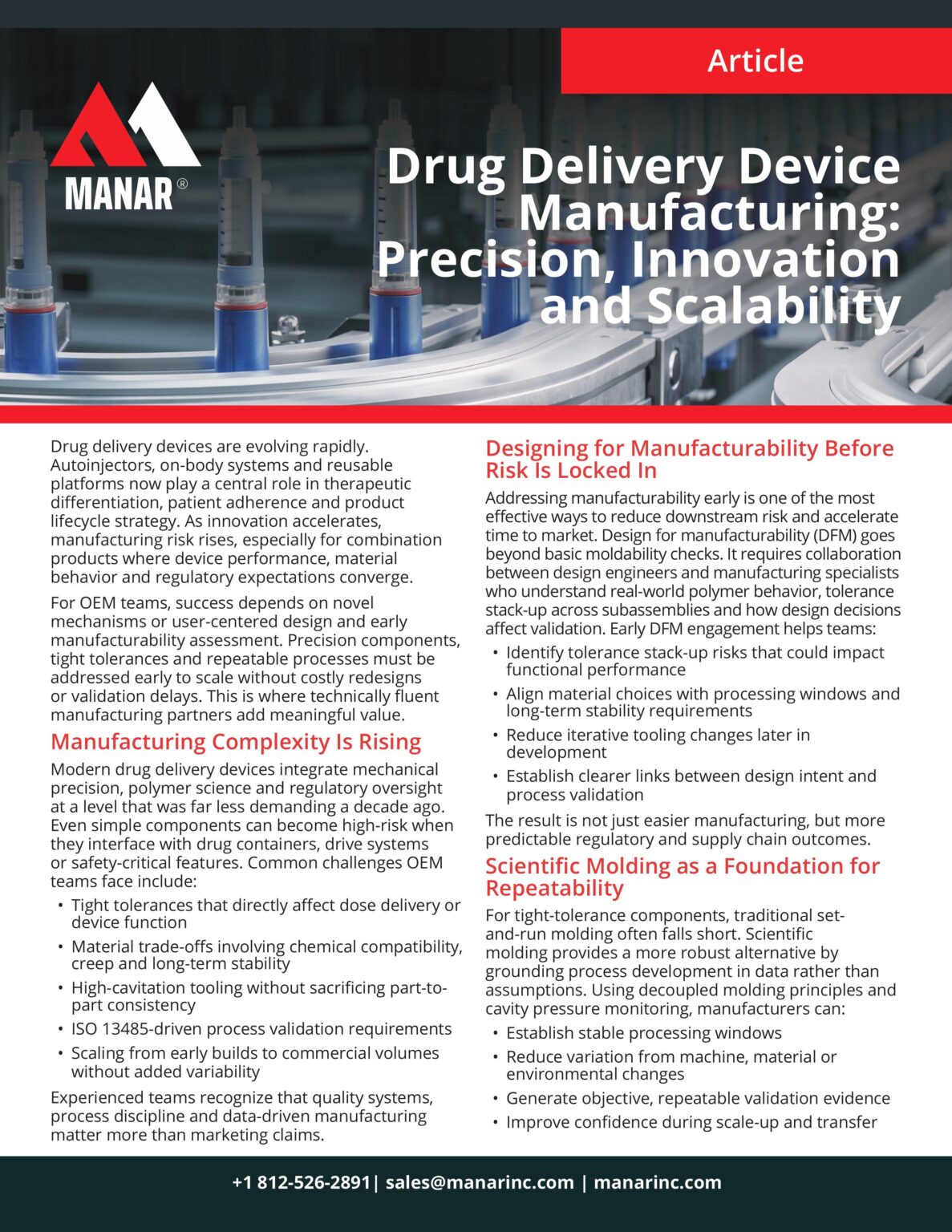 Drug Delivery Device Manufacturing | Manar, Inc.